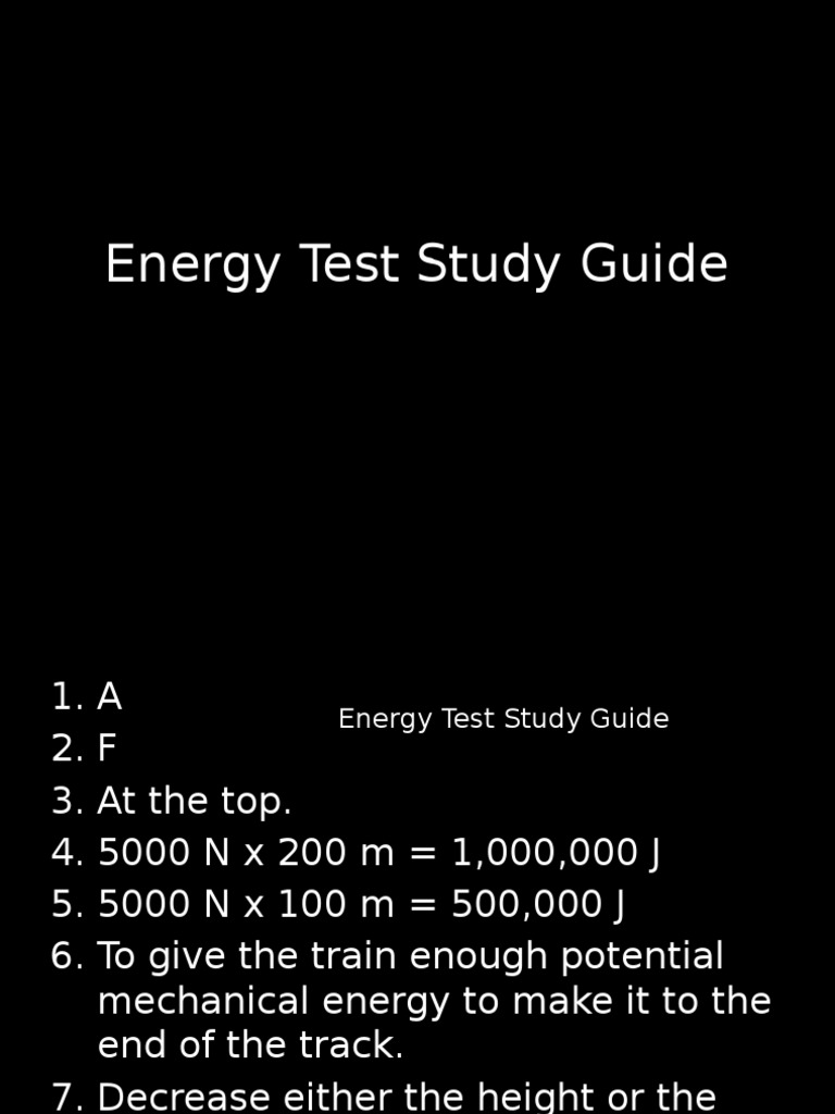 Energy Test Study Guide Answers | PDF