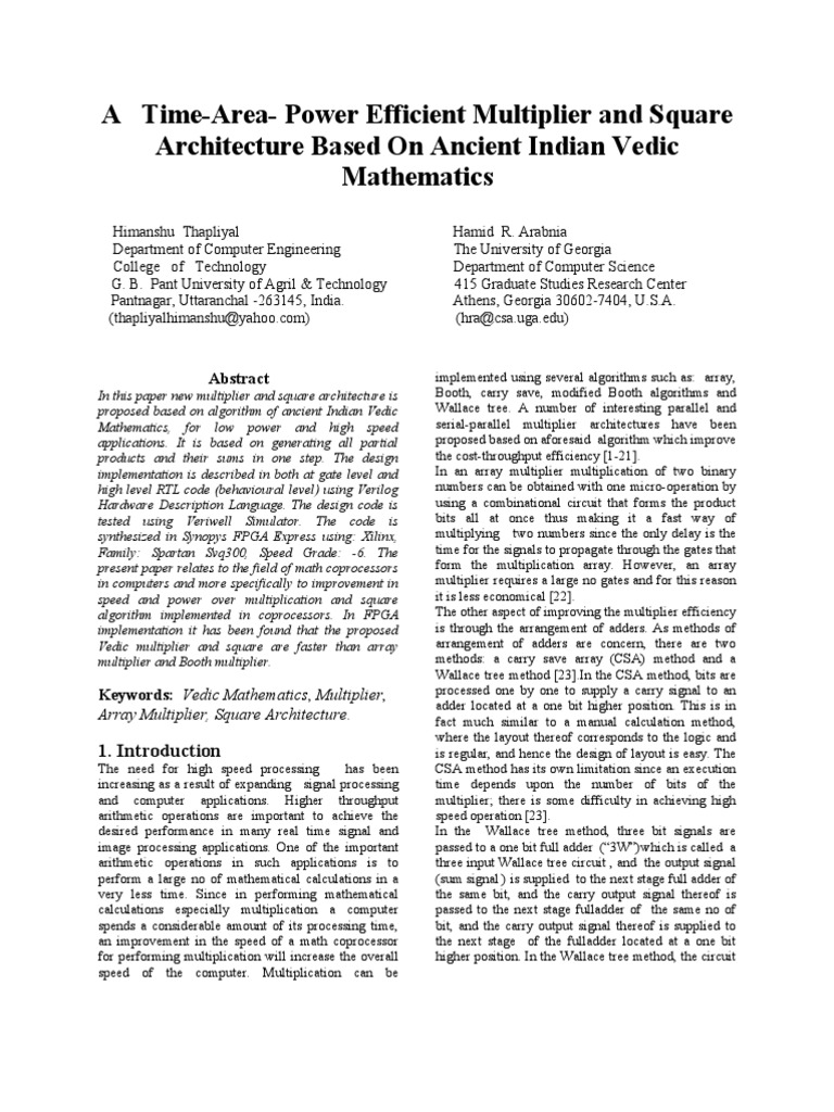 Square Architecture Using Vedic Math | PDF