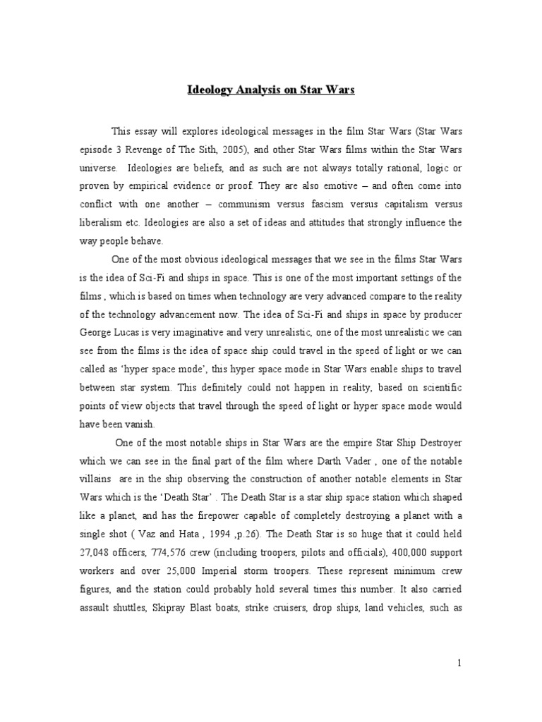 Ideology Analysis in Star Wars 2 | PDF | Palpatine | Darth Vader