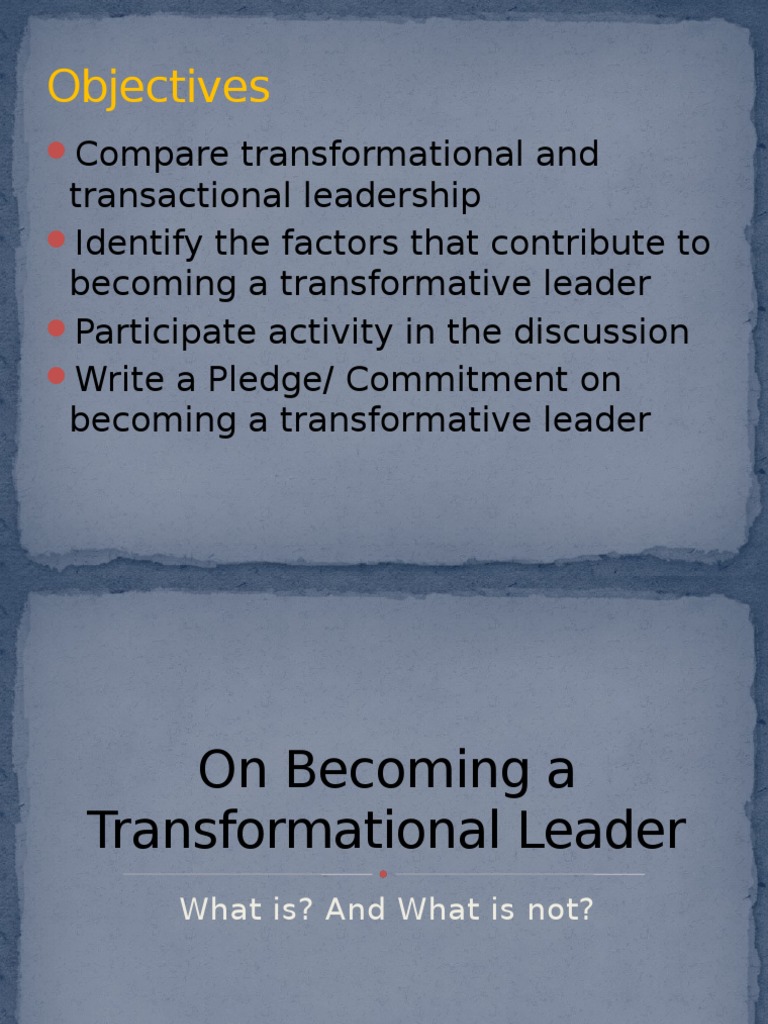 On Becoming A Transformational Leader | PDF | Transformational ...