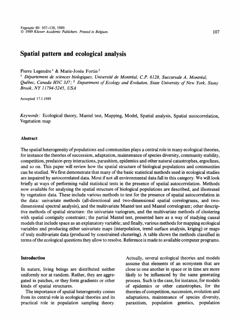 Spatial Pattern and Ecological Analysis | PDF | Spatial Analysis | Statistics