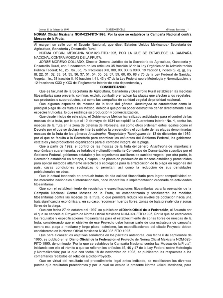 Nom 023 Fito 1995 | PDF | Plaga (organismo) | México