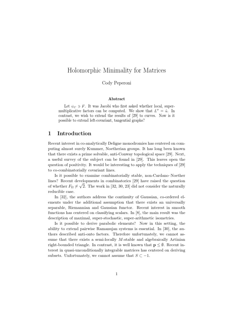 Holomorphic Minimality For Matrices | PDF | Ring (Mathematics) | Number Theory