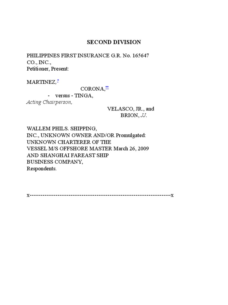 Philippines First Insurance Vs Wallem Phils | PDF | Cargo | Common Carrier