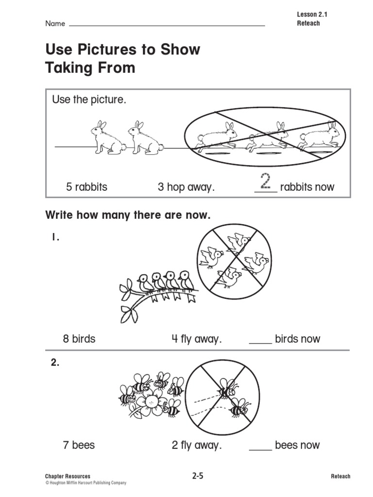 Grade 1 Chapter 2 Reteach and Enrich | PDF | Subtraction | Teaching ...