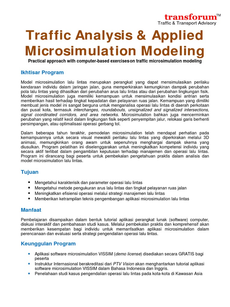 Traffic Analysis by Using Vissim | PDF | Lalu Lintas | Simulasi