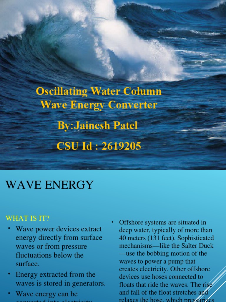Oscillating Wave Energy Converter | PDF | Tide | Energy Technology