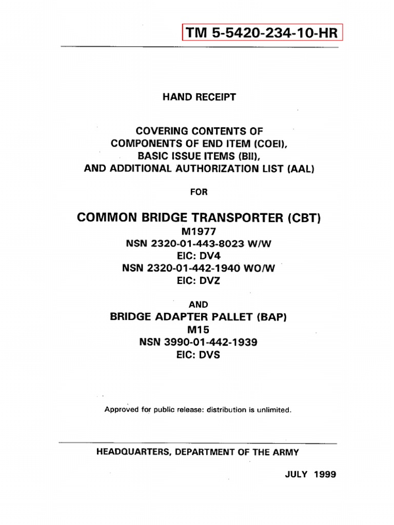 TM 5-5420-234-10-HR CBT (Common Bridge Transporter) | PDF