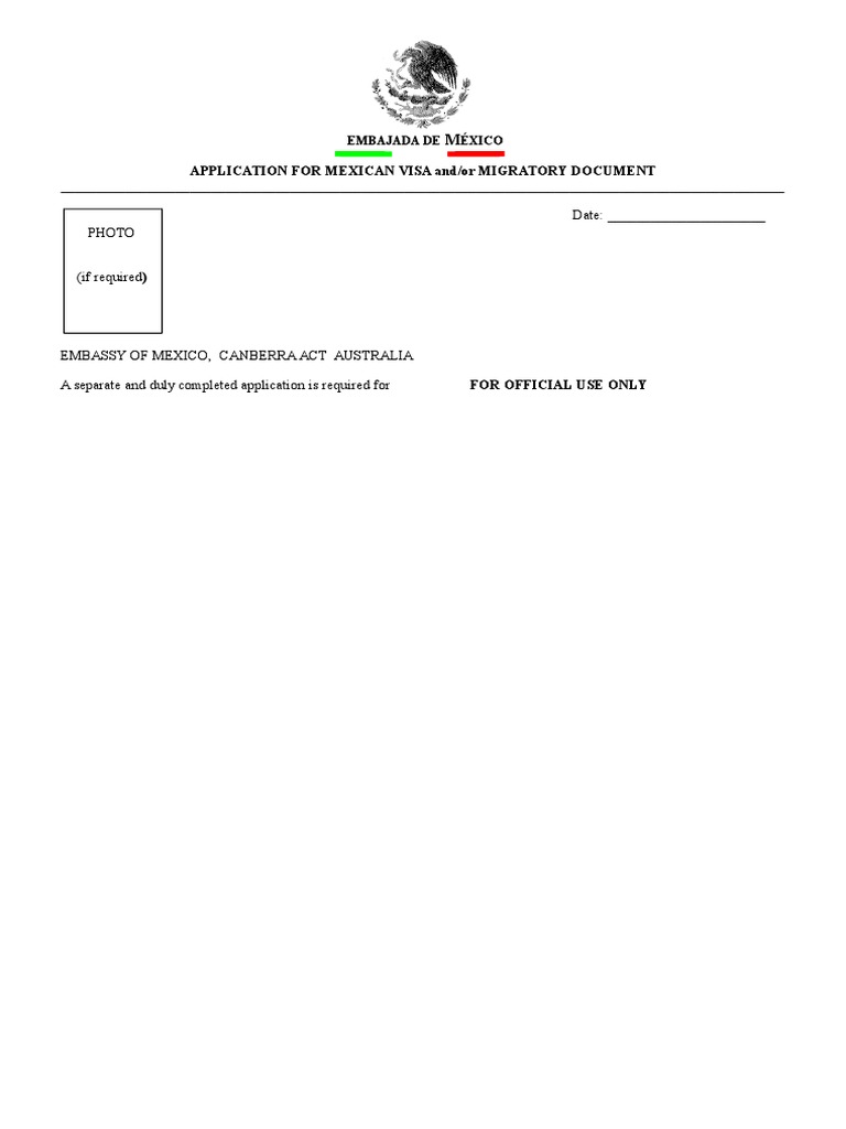 Application For Mexican Visa And/Or Migratory Document | PDF | Travel ...