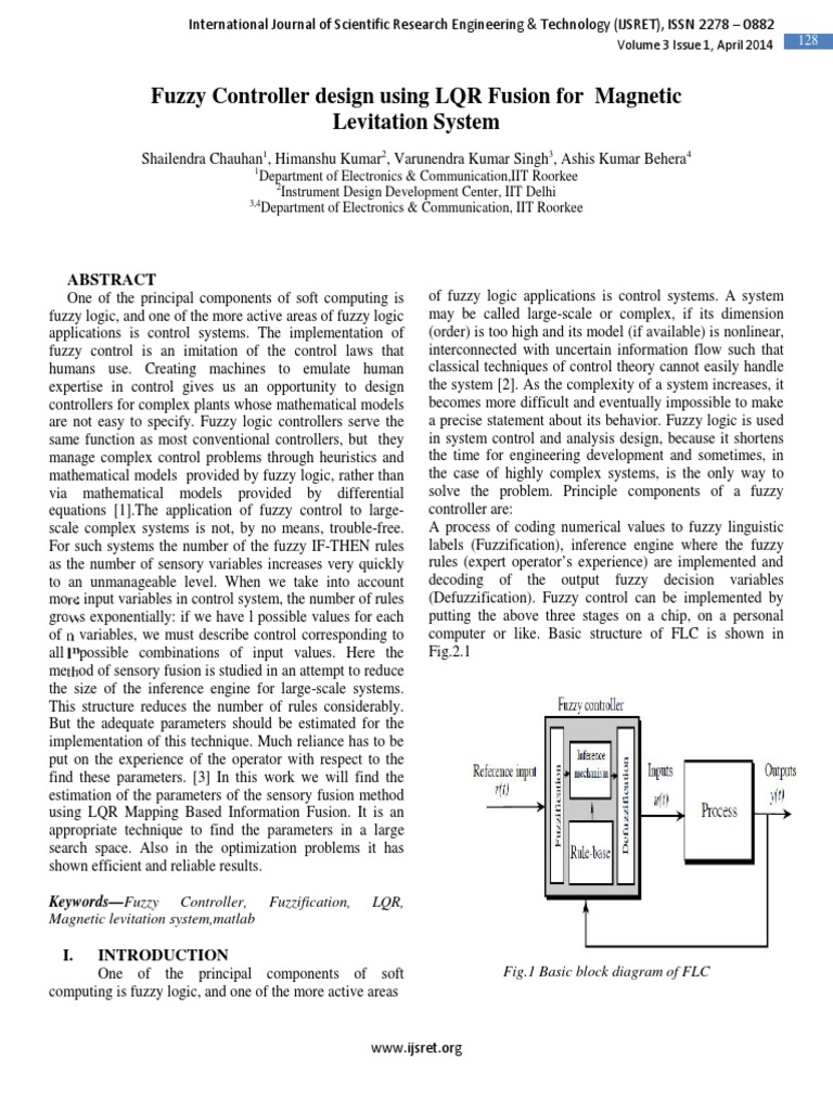 Fuzzy Controller Design Using LQR Fusion For Magnetic Levitation System | PDF | Fuzzy Logic ...