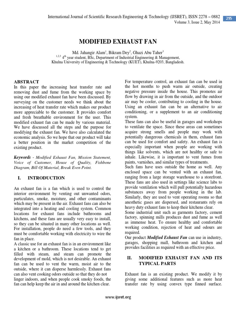 Modified Exhaust Fan | PDF | Mechanical Fan | Air Conditioning