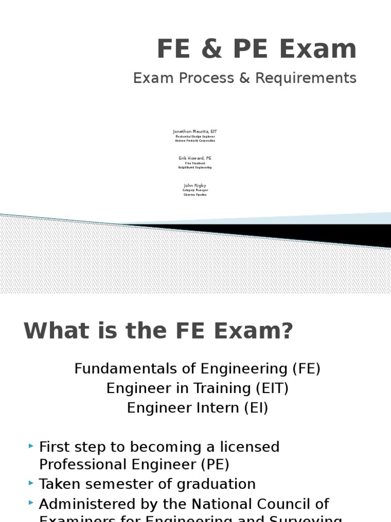 FE and PE Exam | PDF