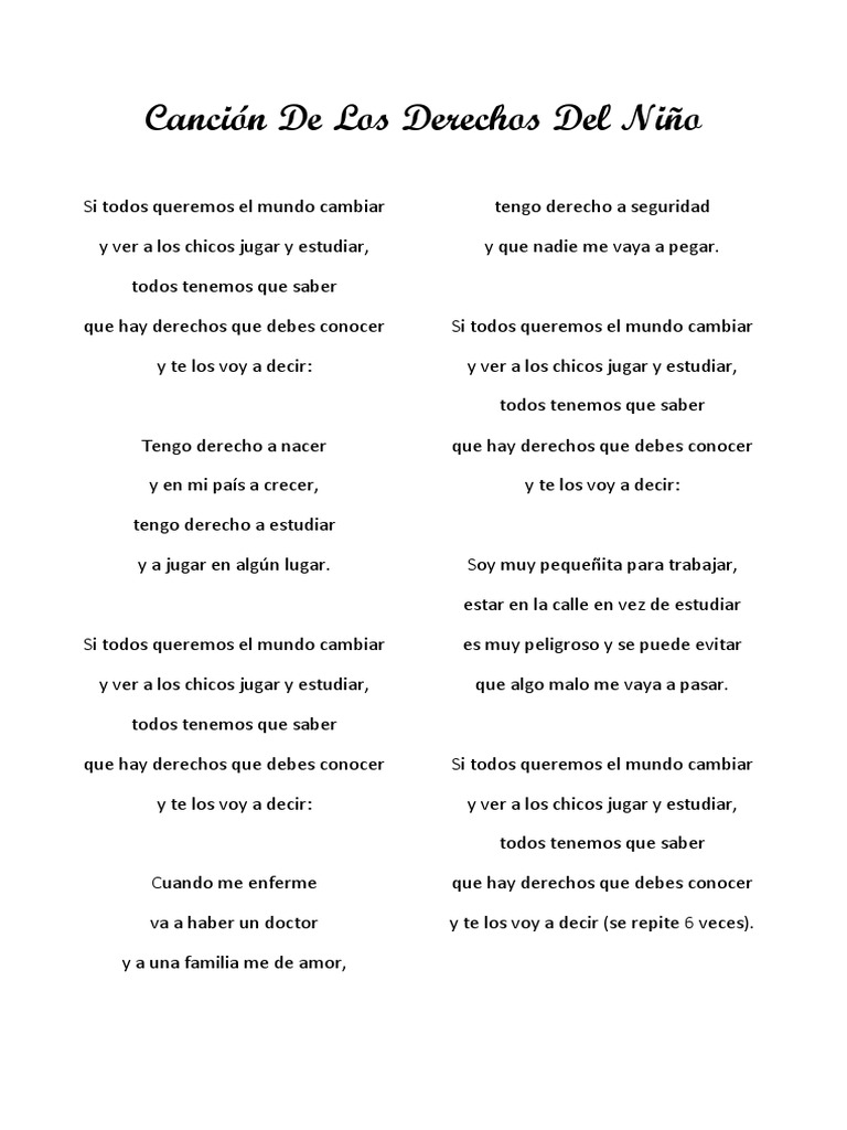 Canción de Los Derechos Del Niño | PDF