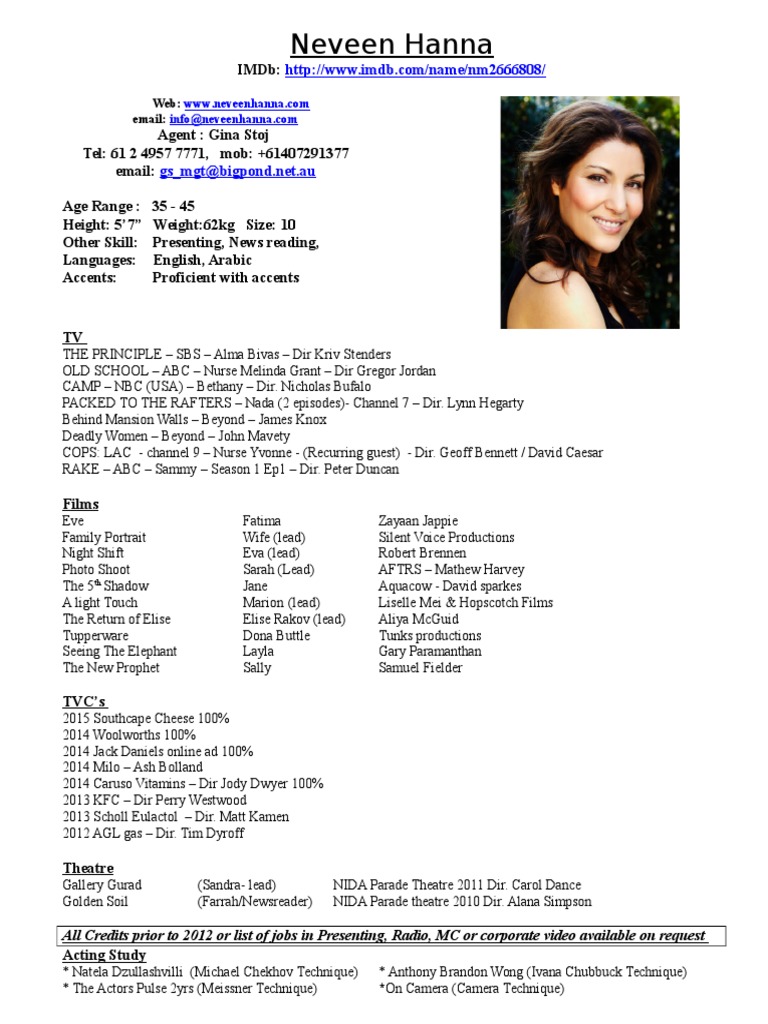 Neveen Hanna: Actor & Presenter Profile | PDF | Cooking, Food & Wine | Art