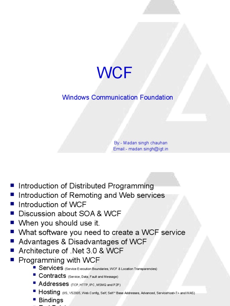 WCF Presentation | PDF | Windows Communication Foundation | Service Oriented Architecture