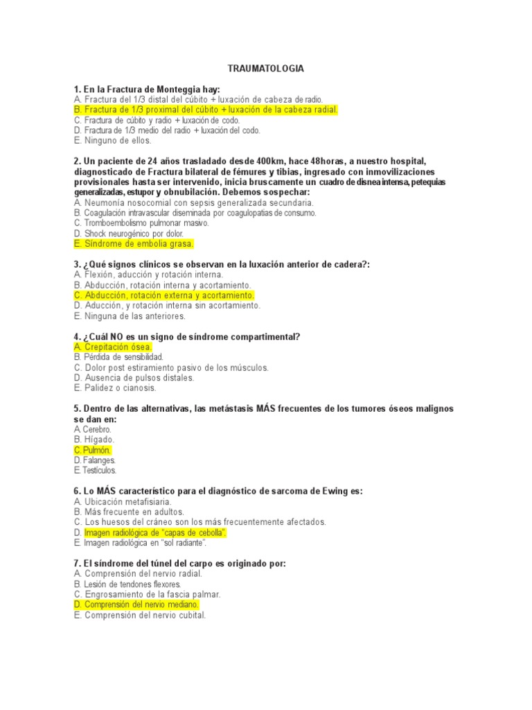 Preguntas Traumatologia | PDF | Rodilla | Anatomía humana