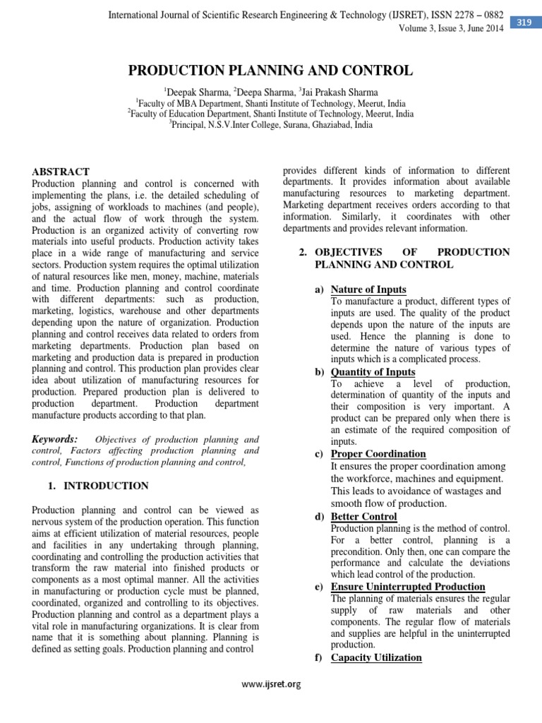 Roles in Production Planning & Control | PDF | Scheduling (Production ...