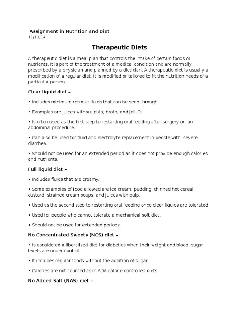 Therapeutic Diets | PDF | Wellness | Lifestyle