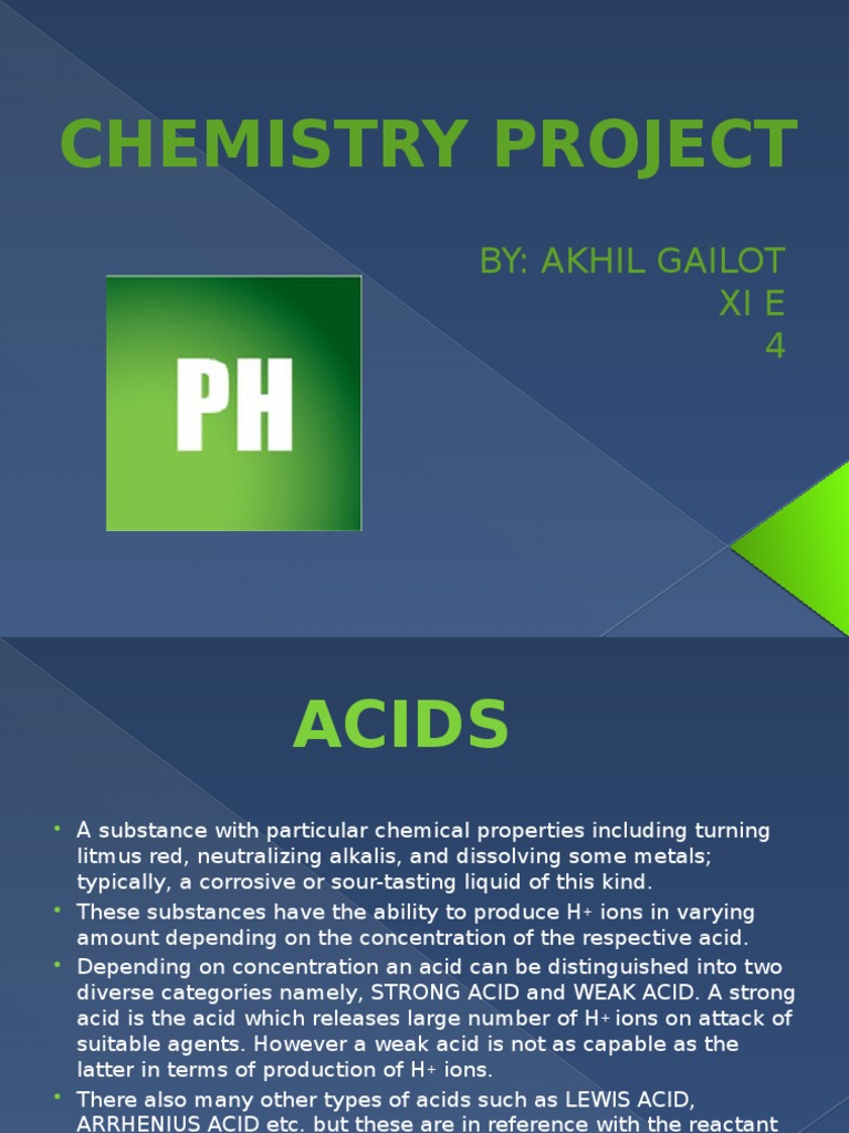 Chemistry 11th Project On PH Scale | PDF | Acid | Buffer Solution