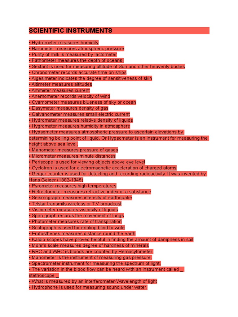 Scientific Instruments | PDF | Measuring Instrument | Pressure Measurement
