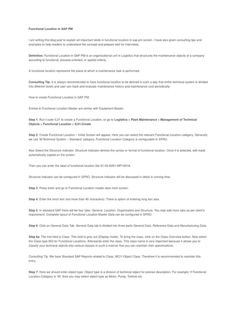 Functional Location in SAP PM | PDF | Business | Computing