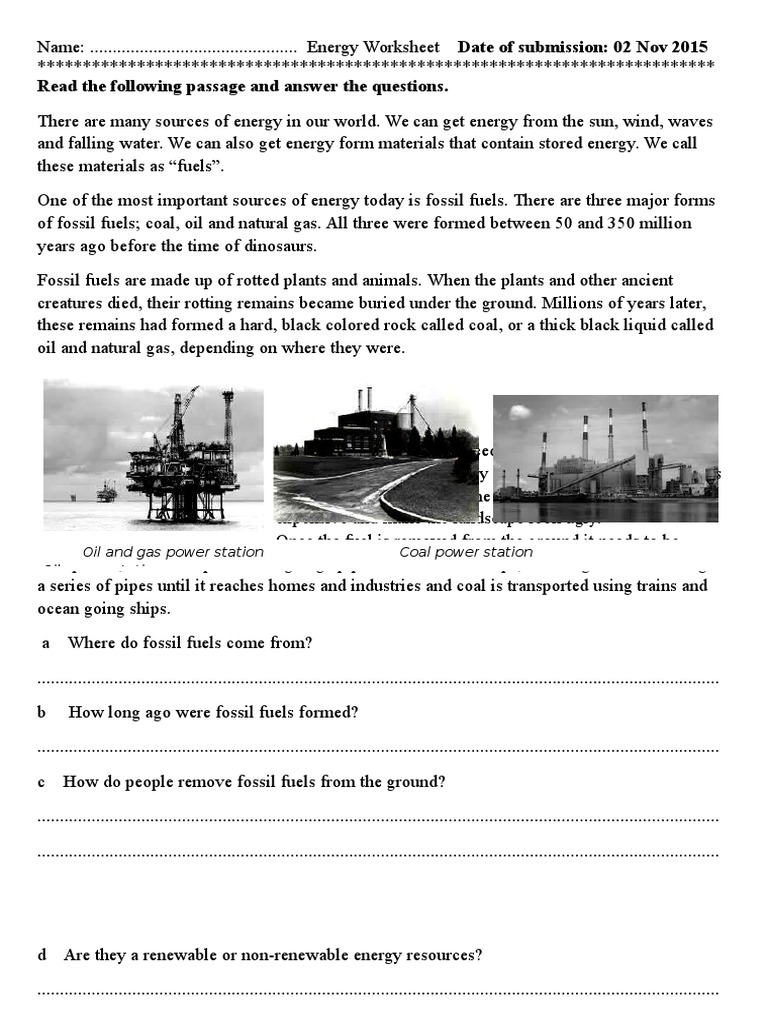 Read The Following Passage and Answer The Questions | PDF | Fuels ...