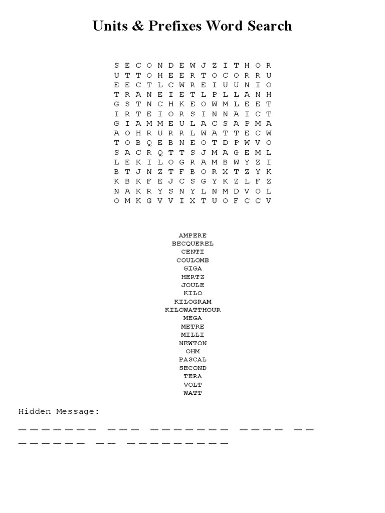 Units & Prefixes Word Search Puzzle | PDF | Career & Growth | Business