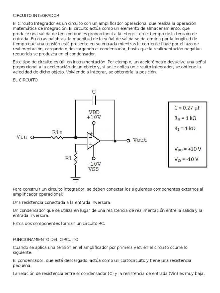 Amplificador Integrador | PDF | Amplificador operacional | Condensador