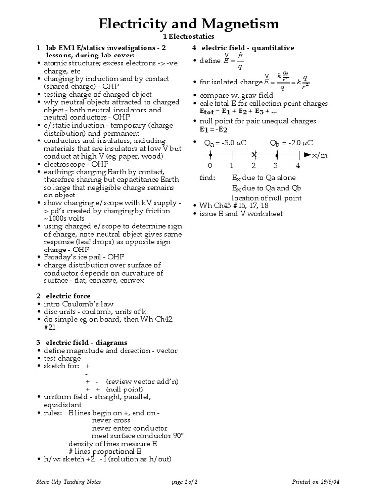 1 Electrostatics | PDF | Electrostatics | Acceleration