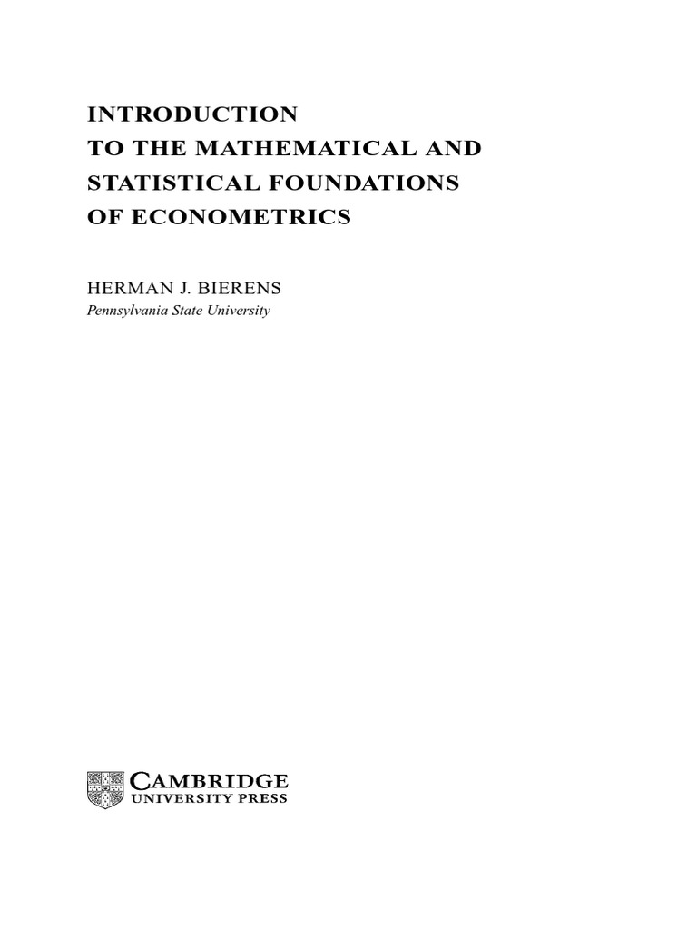 To The Mathematical and Statistical Foundations of Econometrics | PDF | Normal Distribution ...