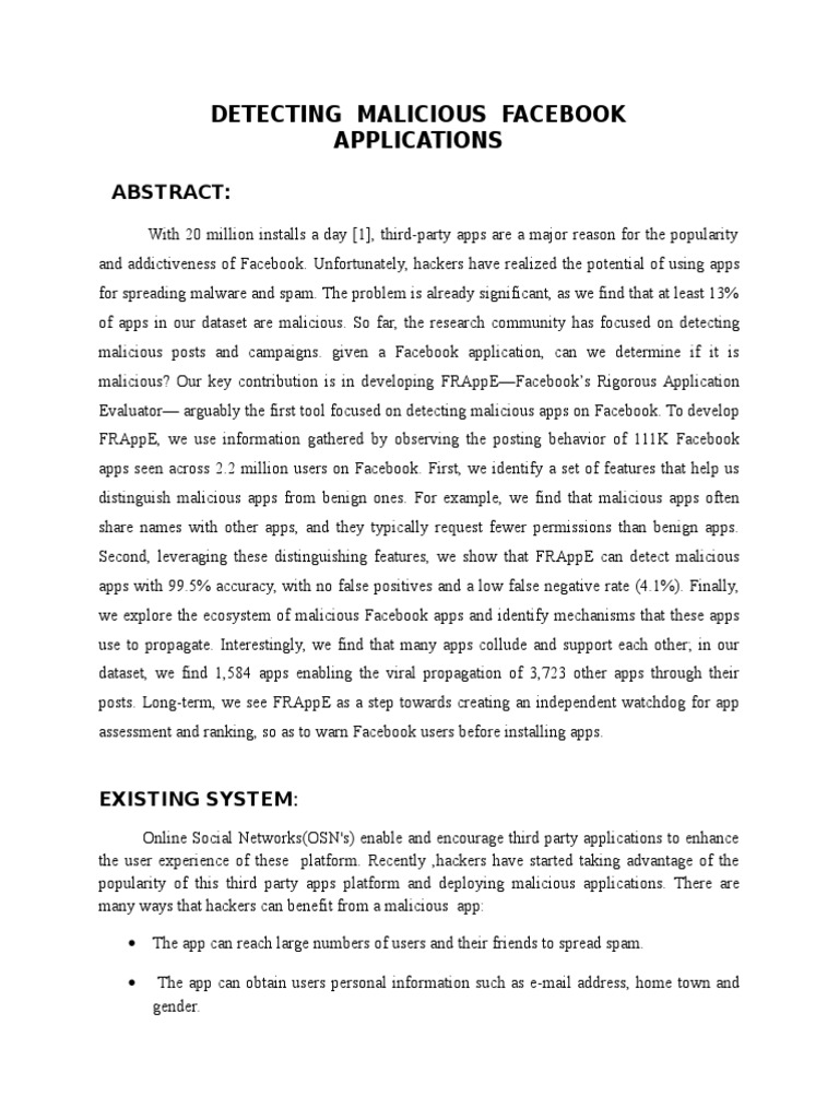 Detecting Malicious Facebook Applications | PDF | Malware | Facebook