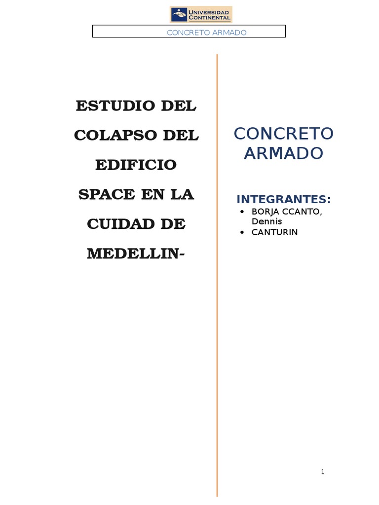 Estudio Del Colapso Del Edificio Space en La Cuidad de Medellin-Colombia | PDF | Concreto ...