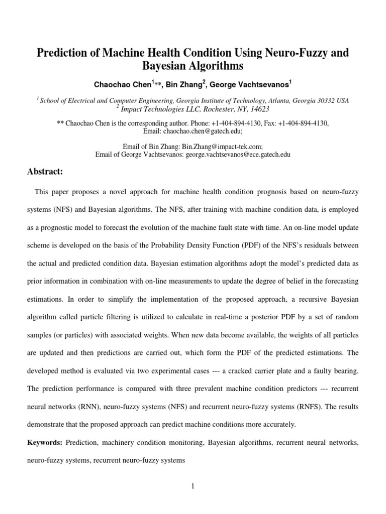 Prediction of Machine Health Condition Using Neuro-Fuzzy and Bayesian ...