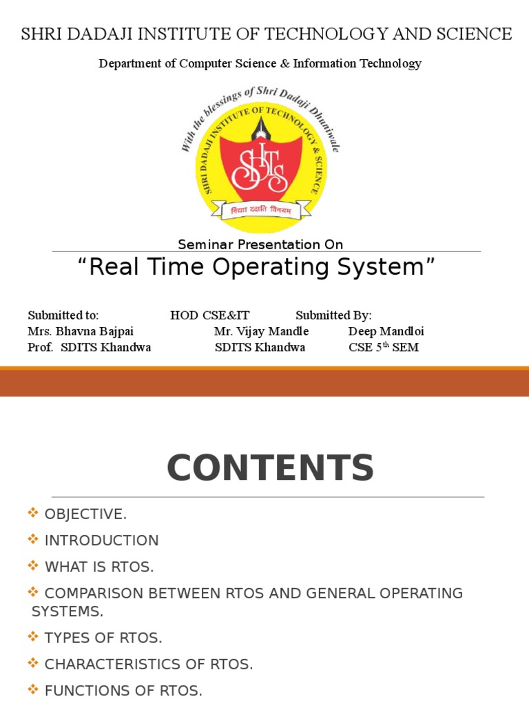 "Real Time Operating System": Shri Dadaji Institute of Technology and ...