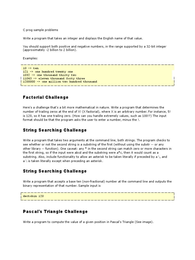C Prog Sample Problems | PDF | String (Computer Science) | C ...