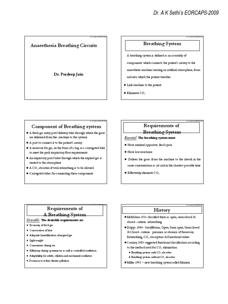 Anaesthesia Breathing Circuits (EORCAPS 2009) | PDF | Breathing ...