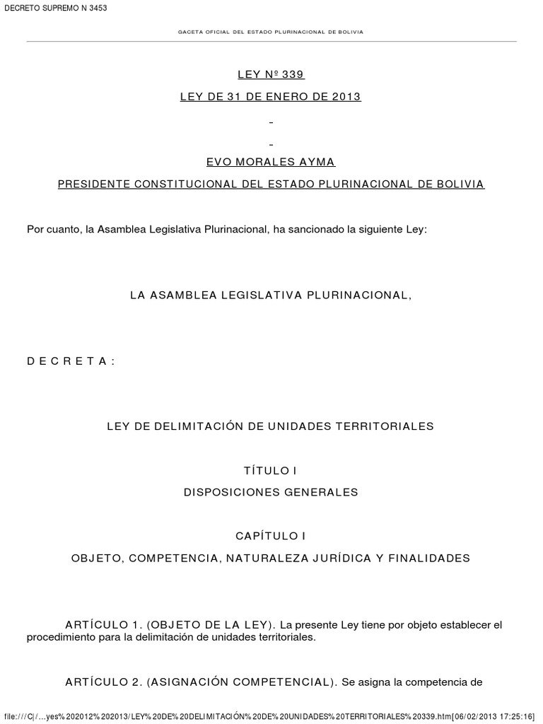 Ley 339 Unidades Territoriales | PDF | Democracia | Ideologías políticas