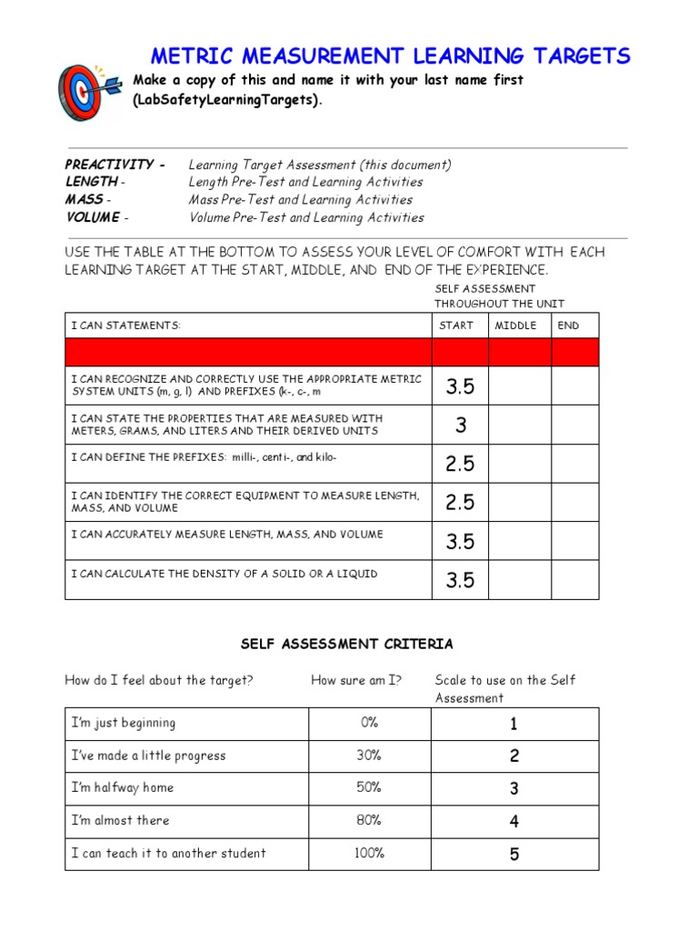 Metric Measurement Learning Targets Guide | PDF