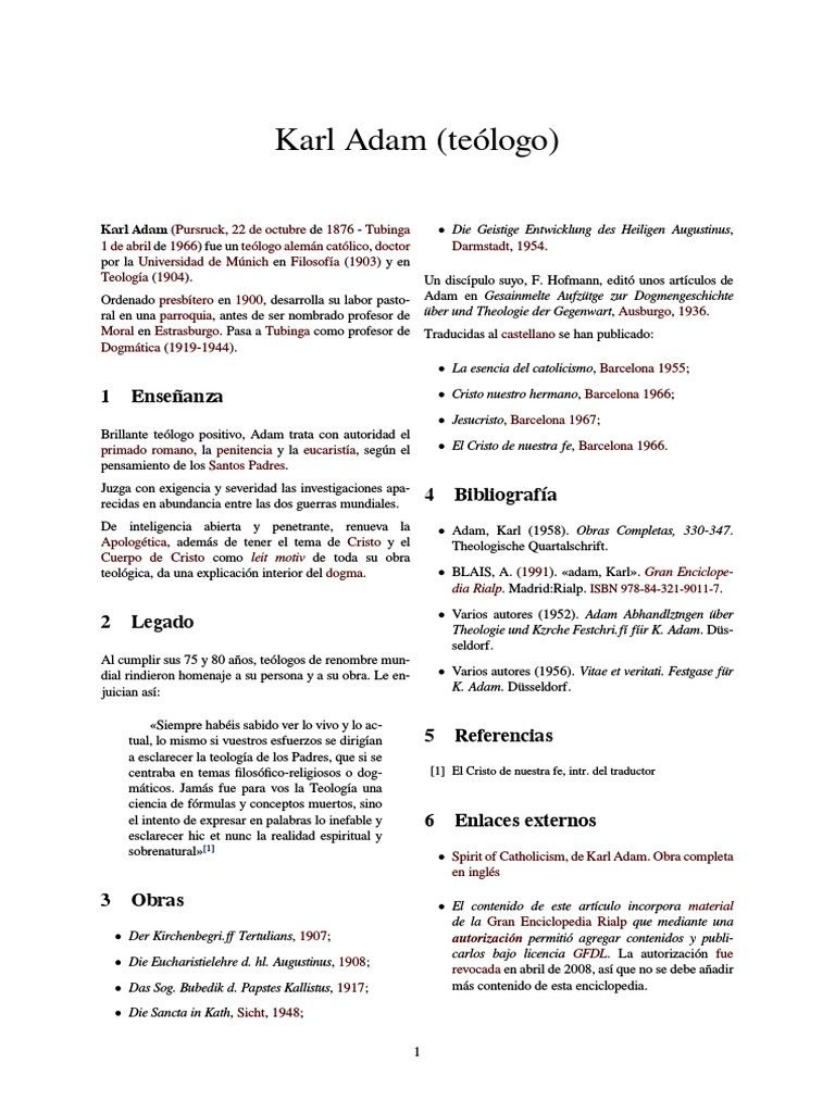 Karl Adam: Teólogo Católico Alemán | PDF | Religión y creencia