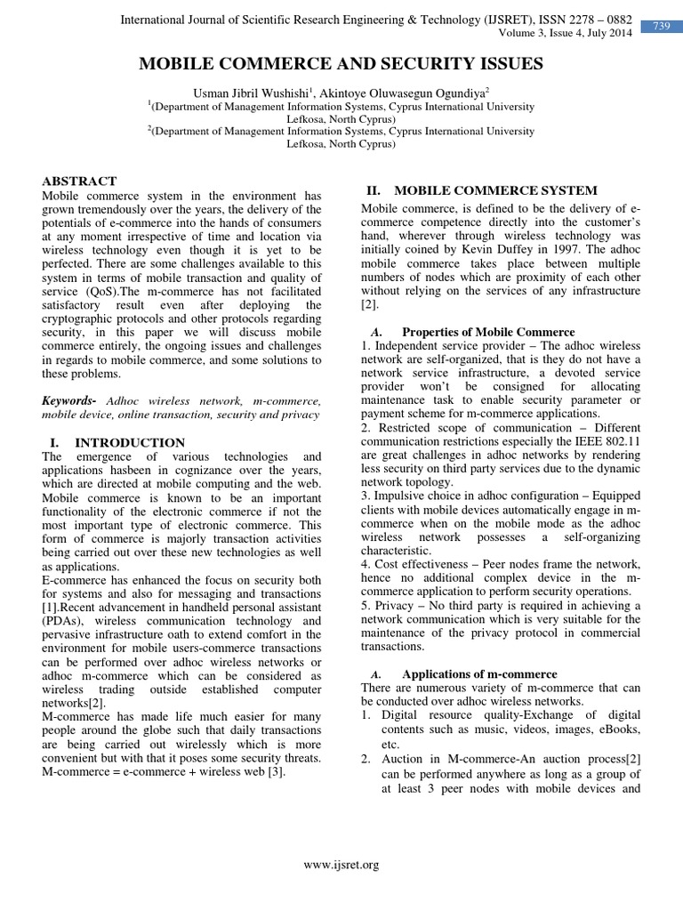 Mobile Commerce and Security Issues | PDF | E Commerce | Mobile Computing