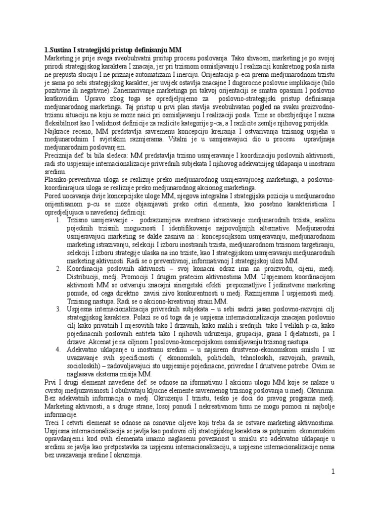 Skripta Medjunarodni Marketing | PDF