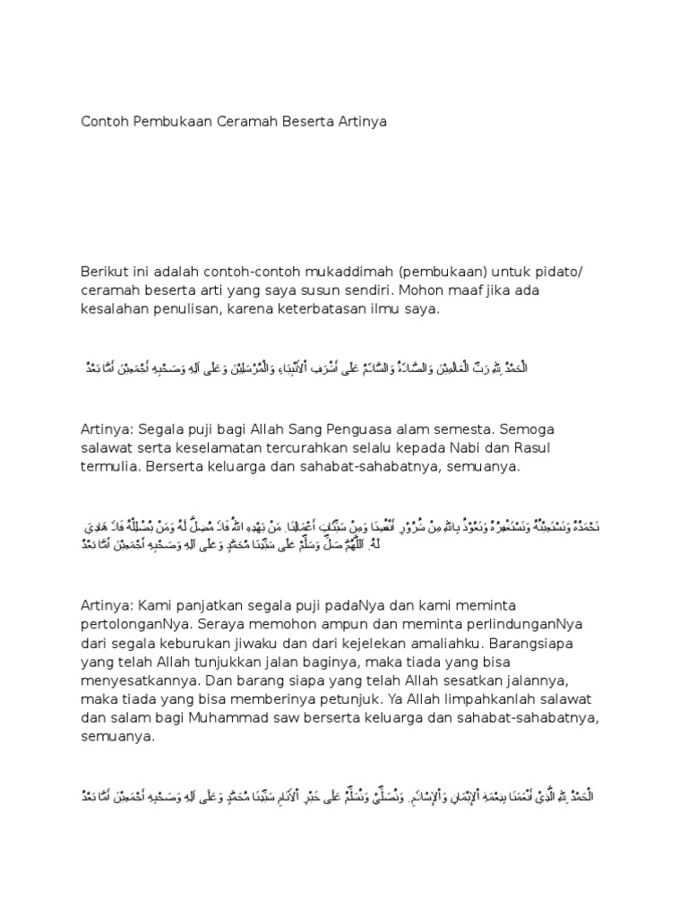 Contoh Pembukaan Cer | PDF