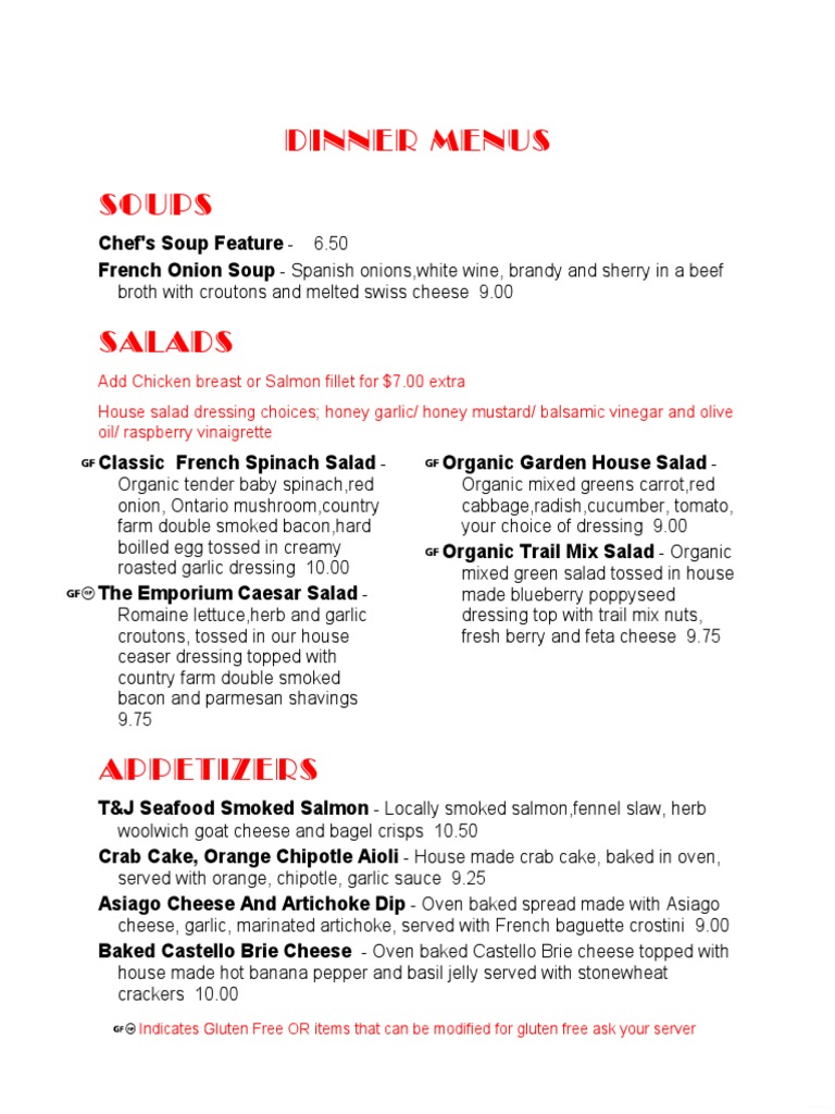 Menus PDF | PDF | Salad | European Cuisine