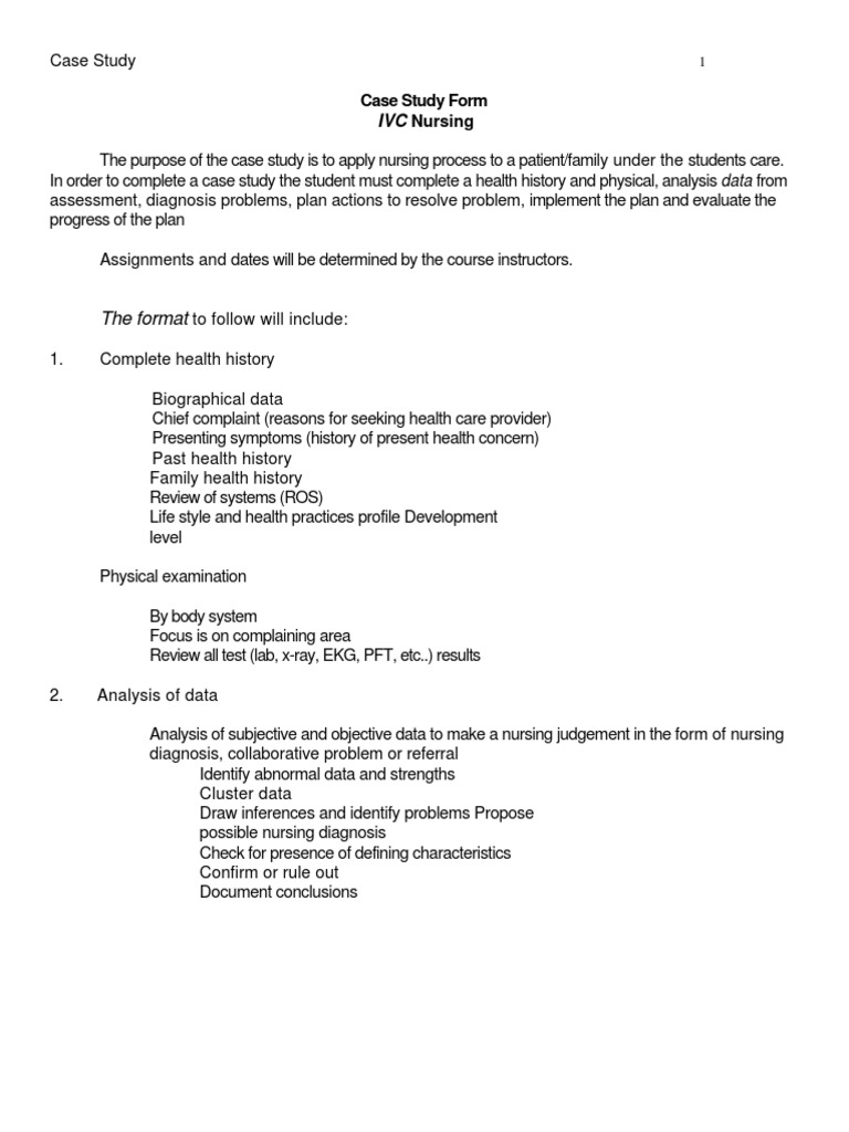 The Format: Case Study Form | PDF | Nursing | Medical Diagnosis