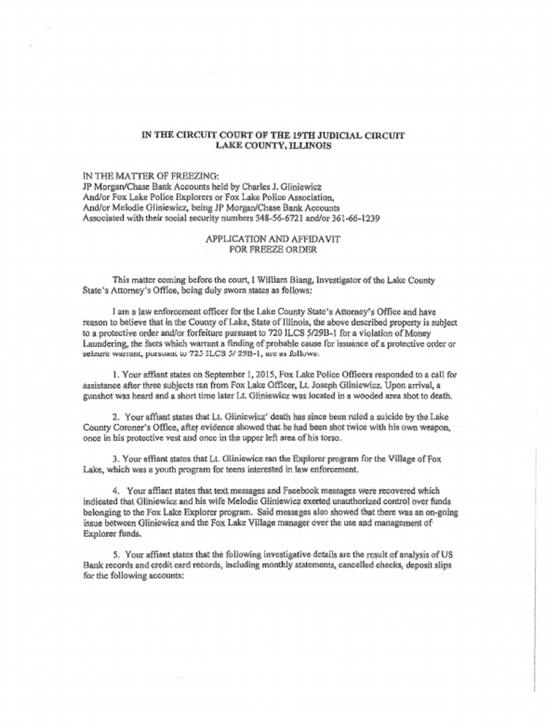 Affidavit To Freeze Bank Accounts | PDF
