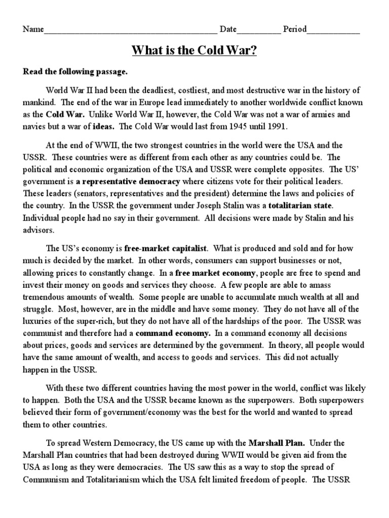 Cold War Reading | PDF | Soviet Union | World Politics