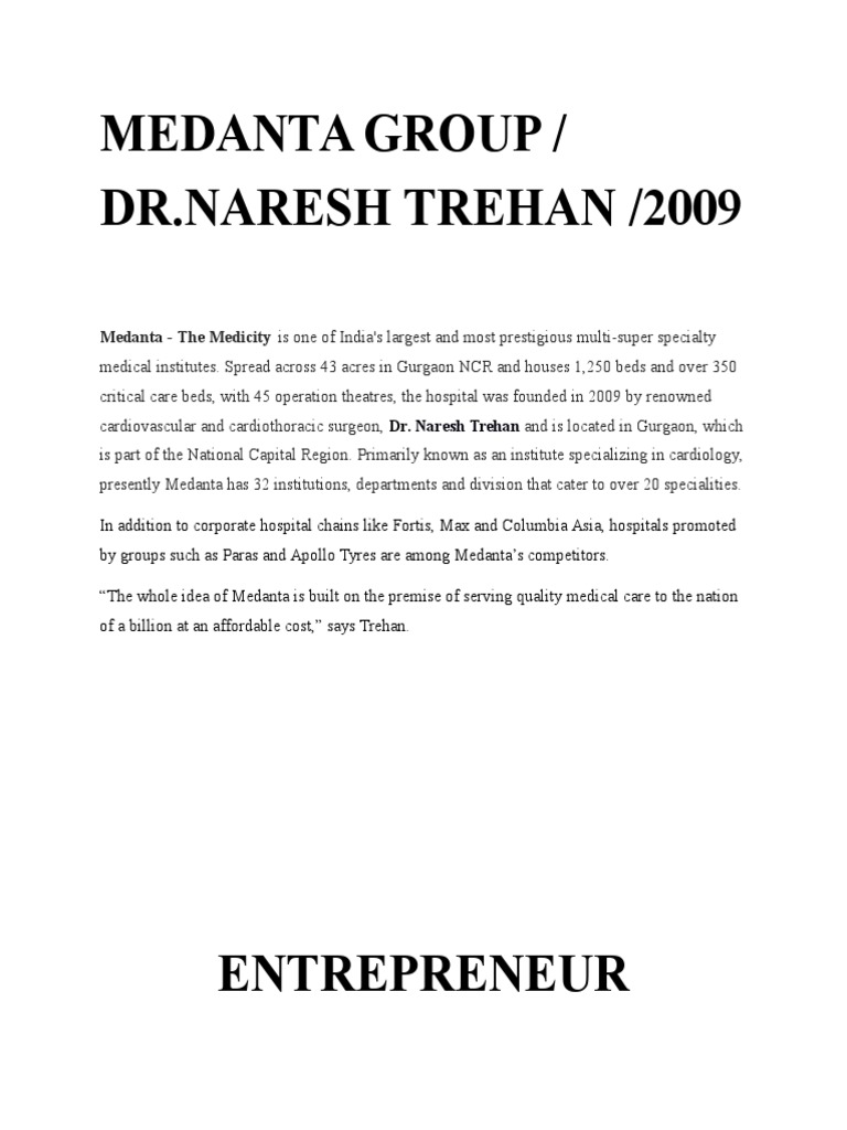 Medanta Group 1 | PDF | Medicine | Medical Specialties