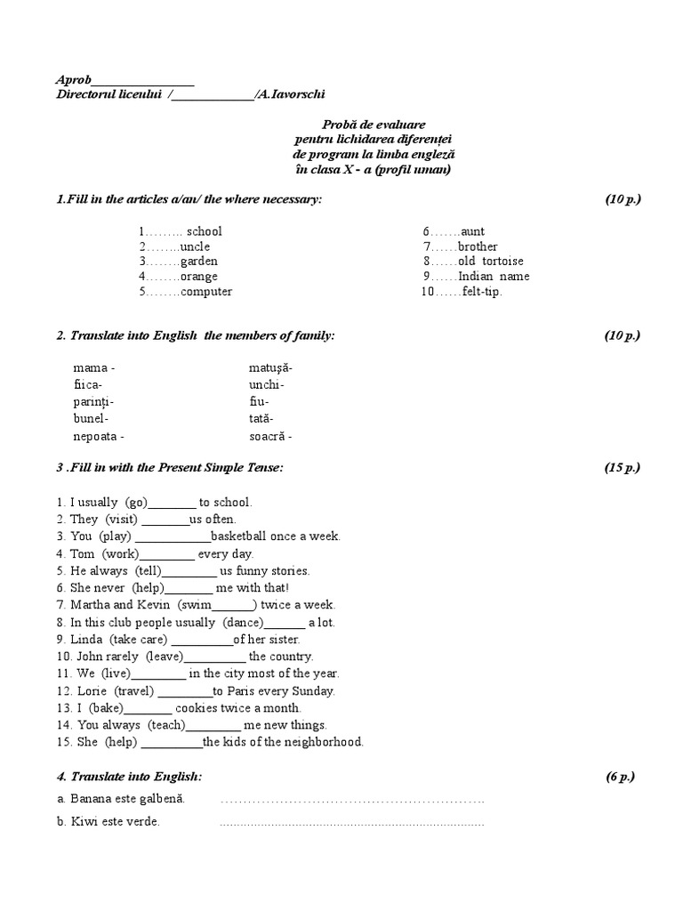 Test - Engleza Limba II | PDF