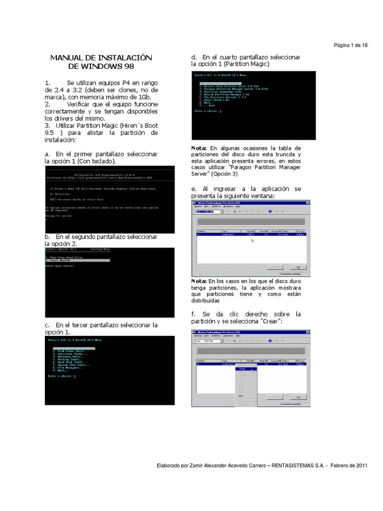 Guía de Instalación de Windows 98 | PDF | Ventana (informática) | Archivo de computadora