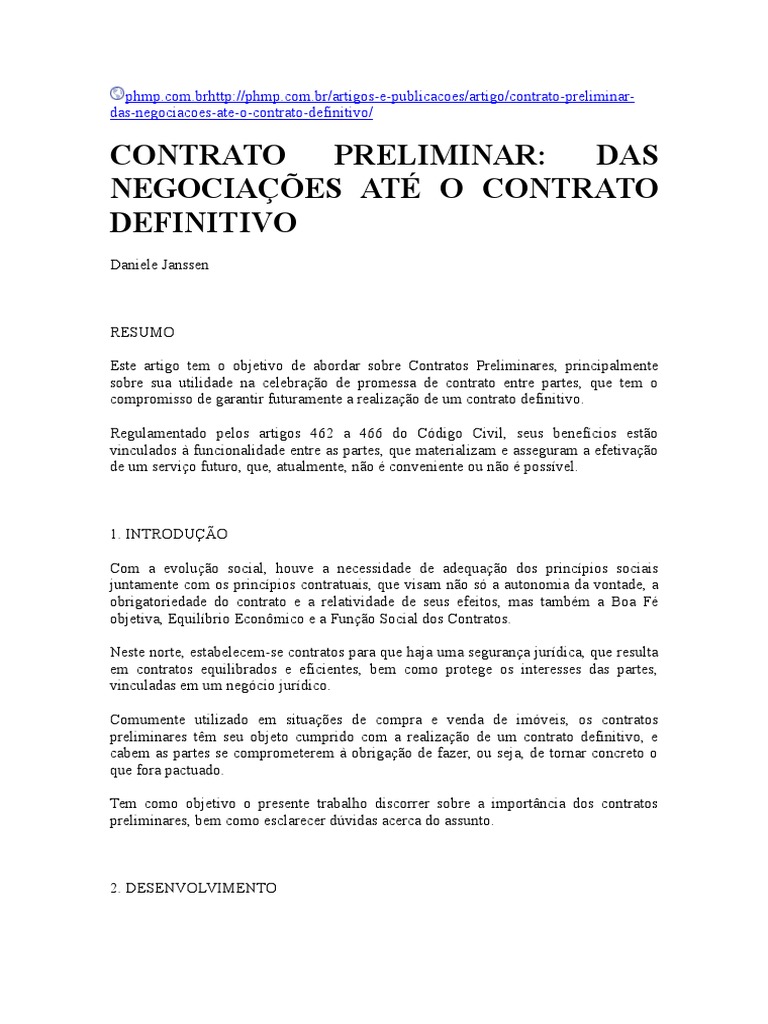 Os Contratos Preliminares: Garantindo a Segurança Jurídica Necessária ...